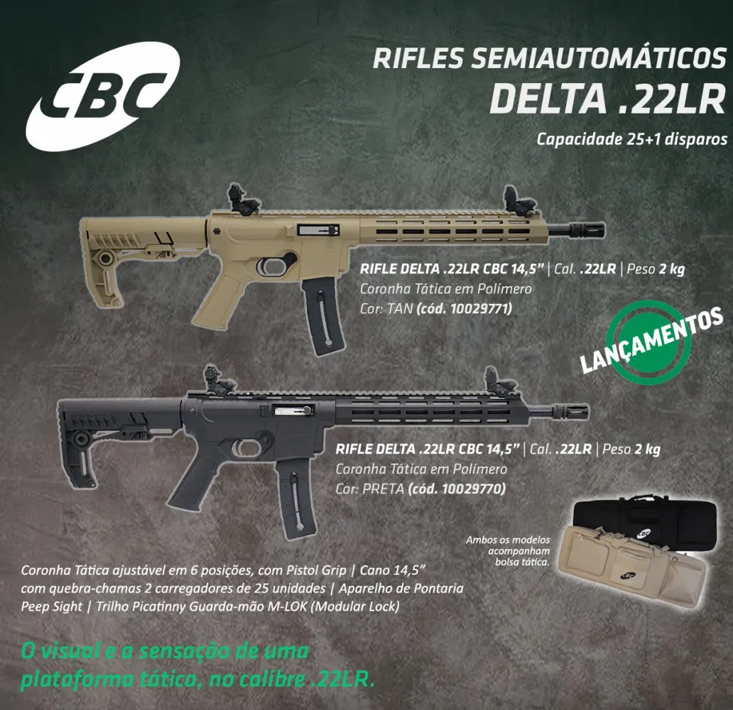 ALFA ARMERIA - Rifle CBC Delta Semi-automático Calibre 22 - Black