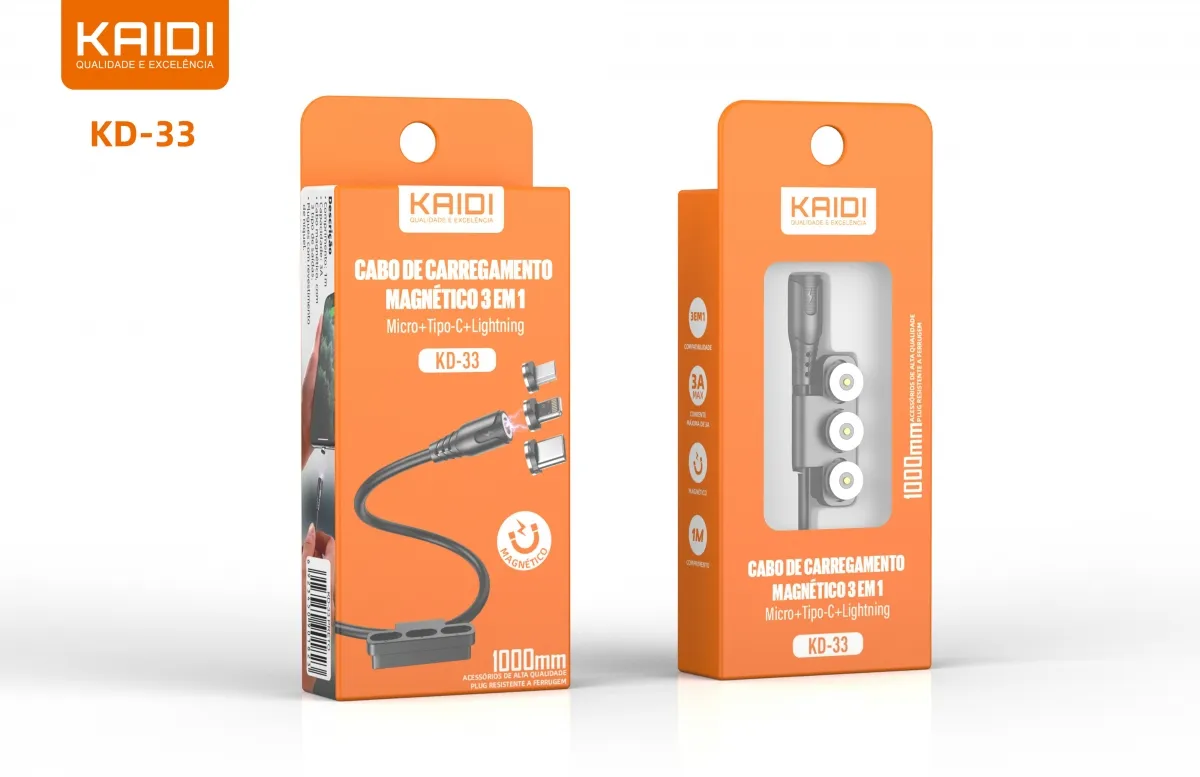 Representante Oficial dos Produtos Kaidi no Brasil - Cabo USB para Micro, Tipo-C e Lightning ...