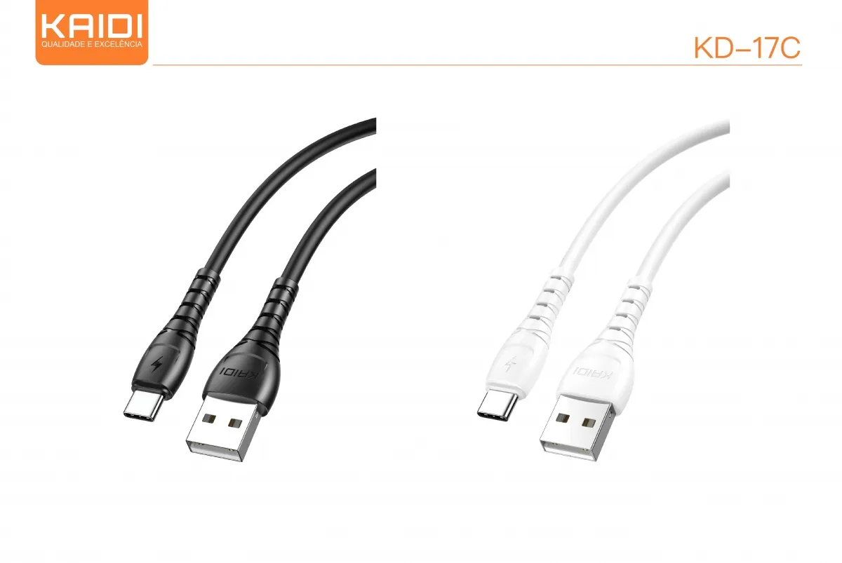 Representante Oficial dos Produtos Kaidi no Brasil - Cabo USB para Tipo-C Kaidi KD-17C 100cm