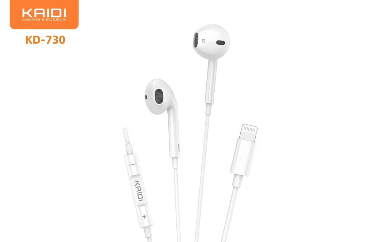 Representante Oficial dos Produtos Kaidi no Brasil - Fone de Ouvido Lightning com Microfone ...