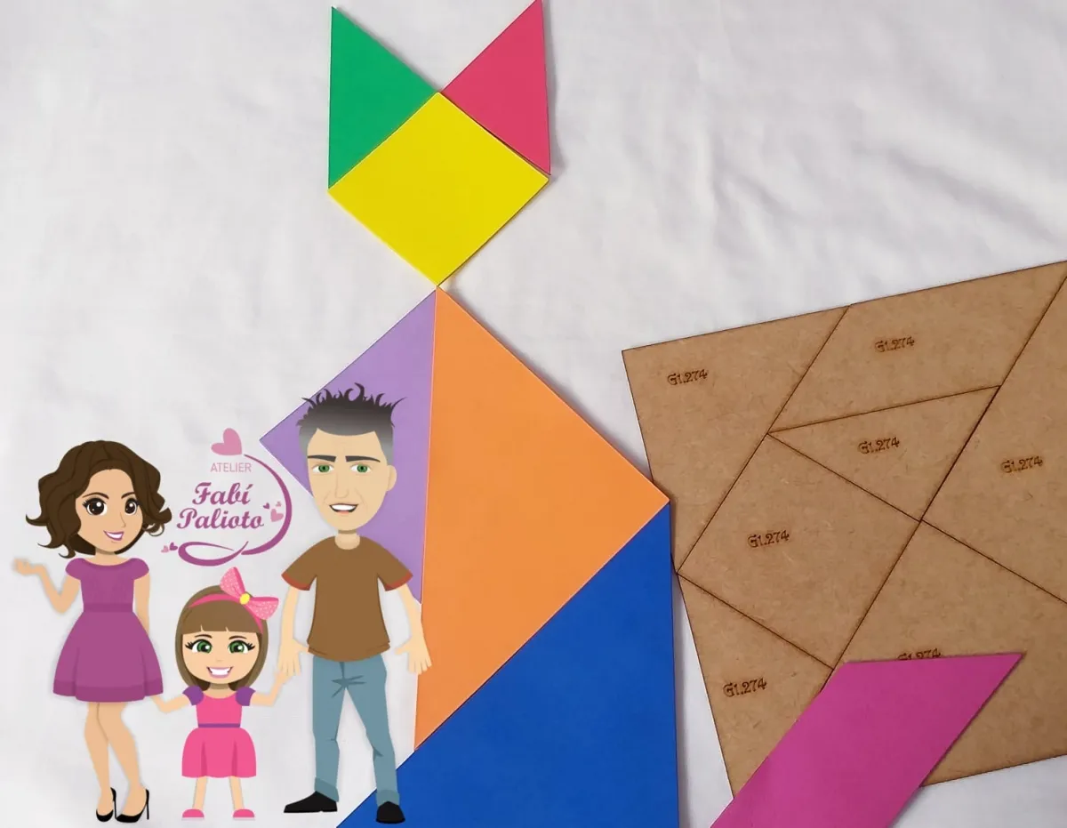 Atelier Fabi Palioto - G1.274 Gabarito de Moldes em MDF Tangram 20cm