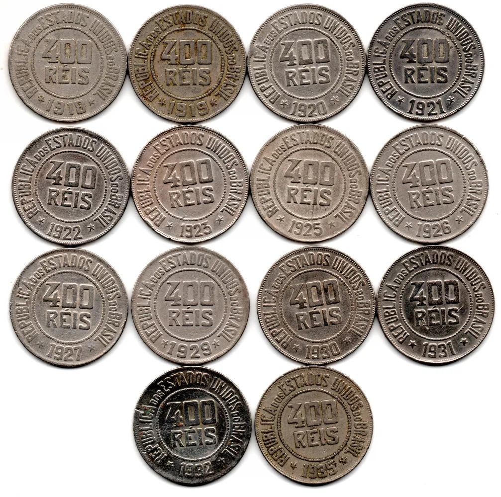 Numis Market - 1918 à 1935 - Lote com 50 Moedas de 100 - 200 e 400 Réis ...