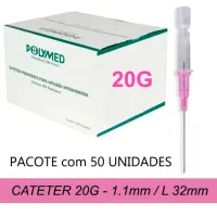 Questa Tattoo e Piercing - Cateter POLYMED 20G - Pacote com 50 Unidades