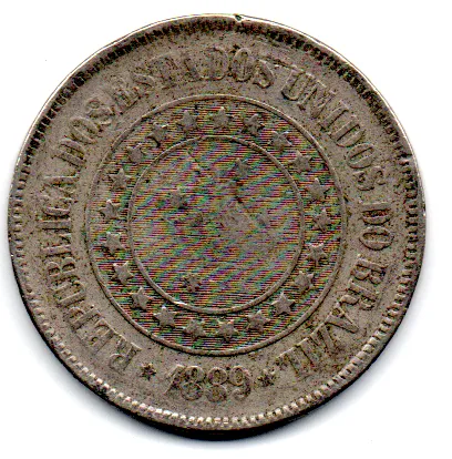Numis Market - 1889 - 200 Réis - Moeda Brasil