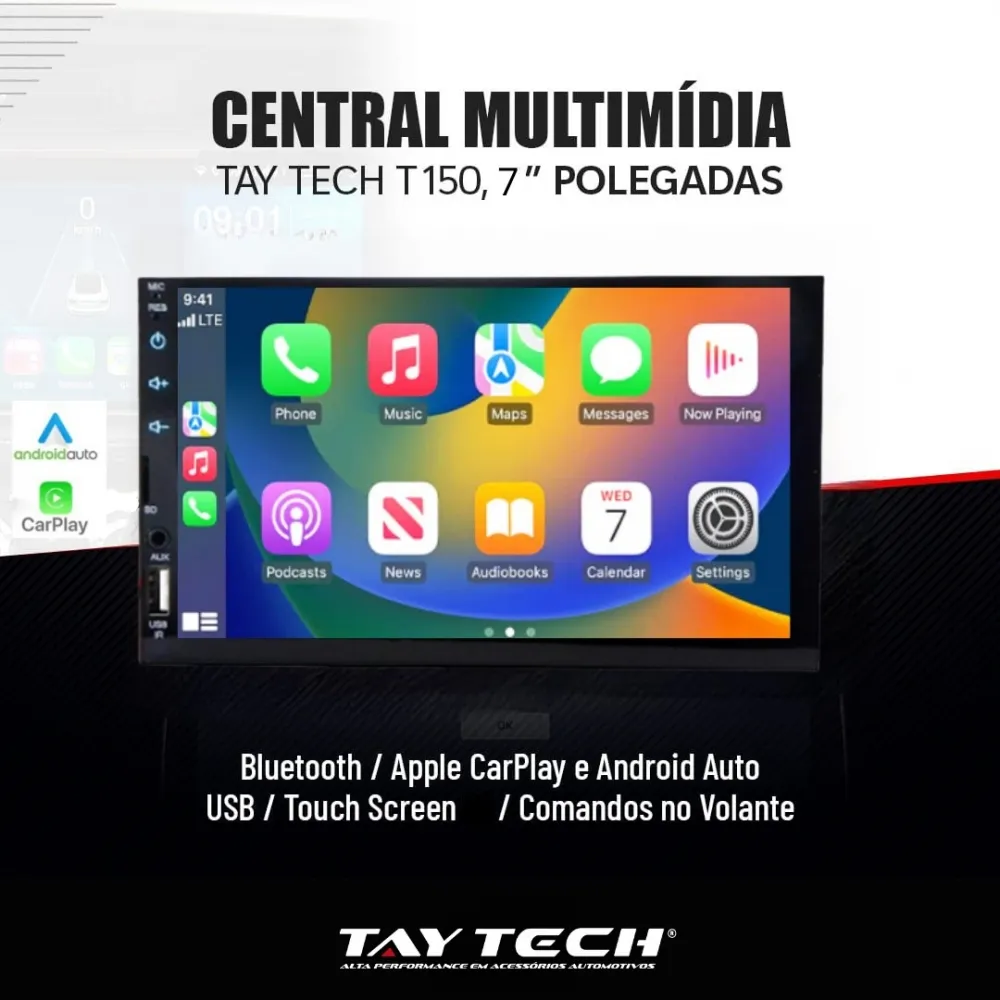 Mayber Eletrônicos e Acessórios - Central Multimídia T-150 2 Din 7 polegadas espelhamento ...