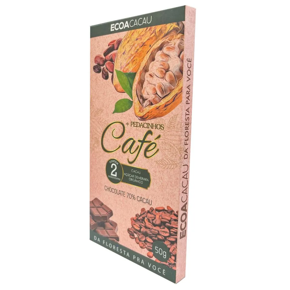 Ecoacacau - Tablete de chocolate 70% Cacau com Café