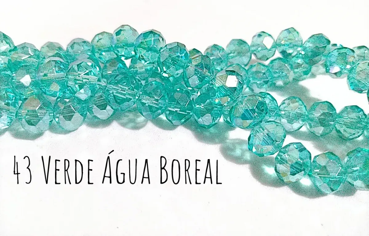 Contas de Amor - Fio de cristal Verde Água Boreal - 43