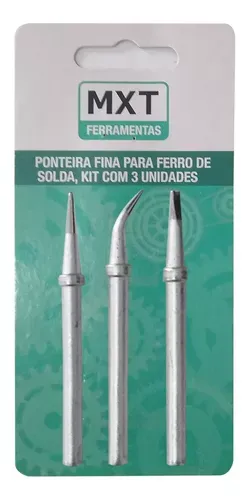 EVATRON COMERCIAL ELETRONICA - KIT 3 PONTA FINA PARA FERRO DE SOLDA CONICA CURVA FENDA MXT 40W