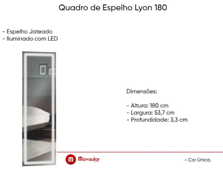 Decormobile - Quadro de Espelho Lyon 180 com LED