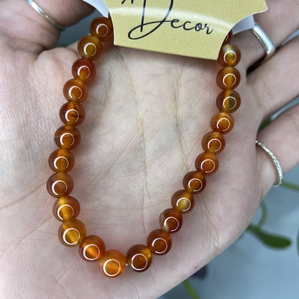 Karma Decor - Pulseira Pedra Ágata Cornalina (Rolada Pequena)