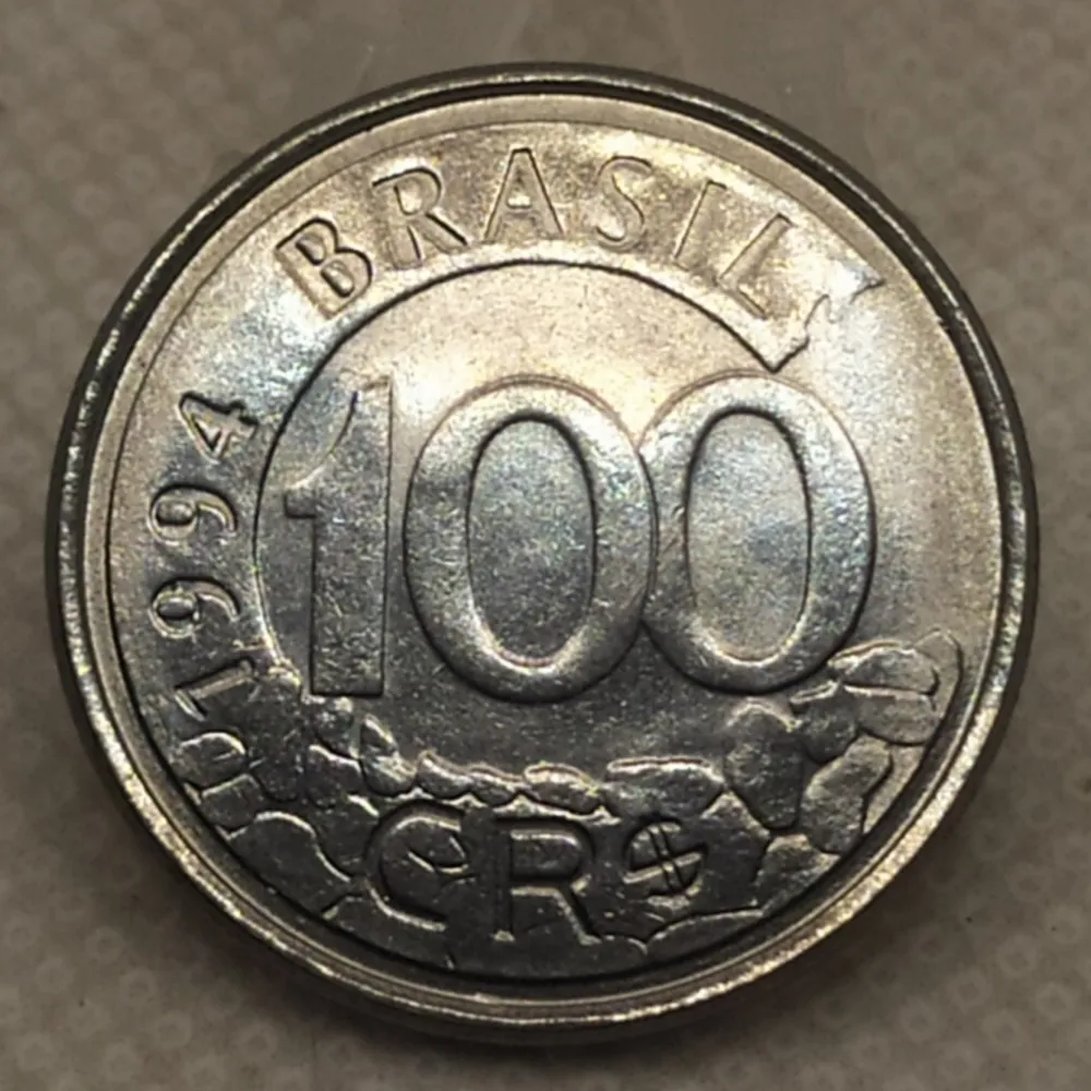 Contagem Numismática - Moeda 100 Cruzeiros Reais 1994 Lobo Guará *Flor ...