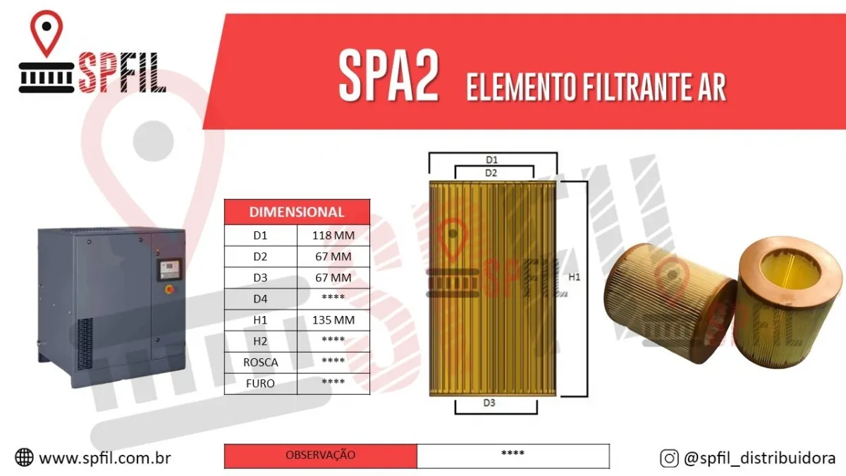 SPFIL - ELEMENTO FILTRANTE AR SPA2