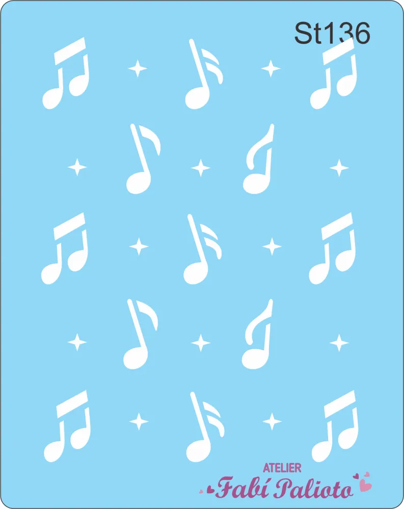 Atelier Fabi Palioto - ST136 Stencil Notas Musicais