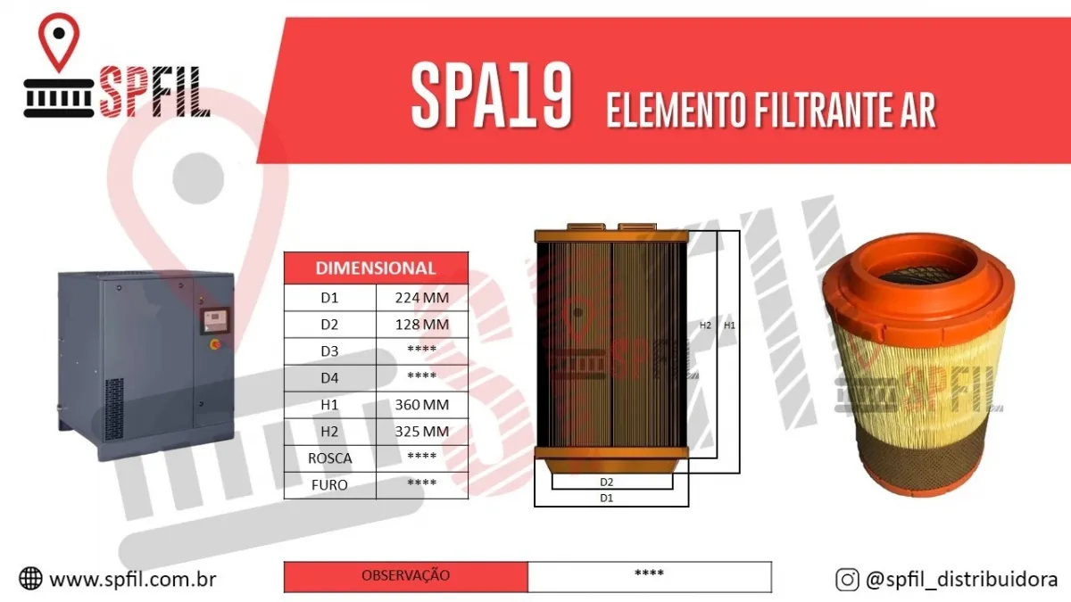 SPFIL - ELEMENTO FILTRANTE AR SPA19