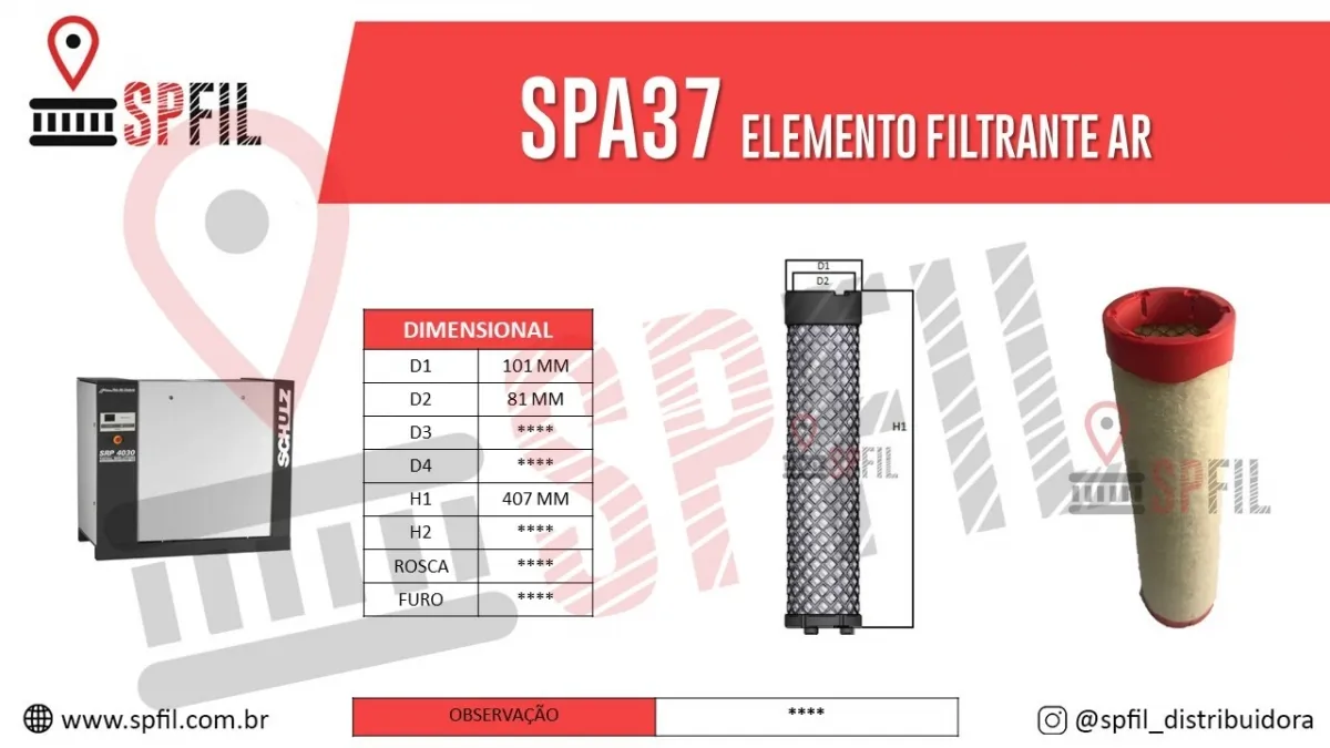 SPFIL - ELEMENTO FILTRANTE AR SPA37
