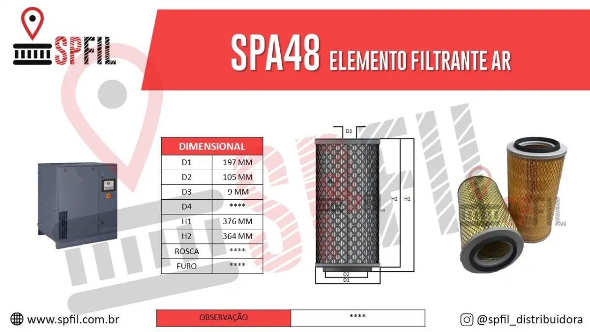 SPFIL - ELEMENTO FILTRANTE AR SPA48