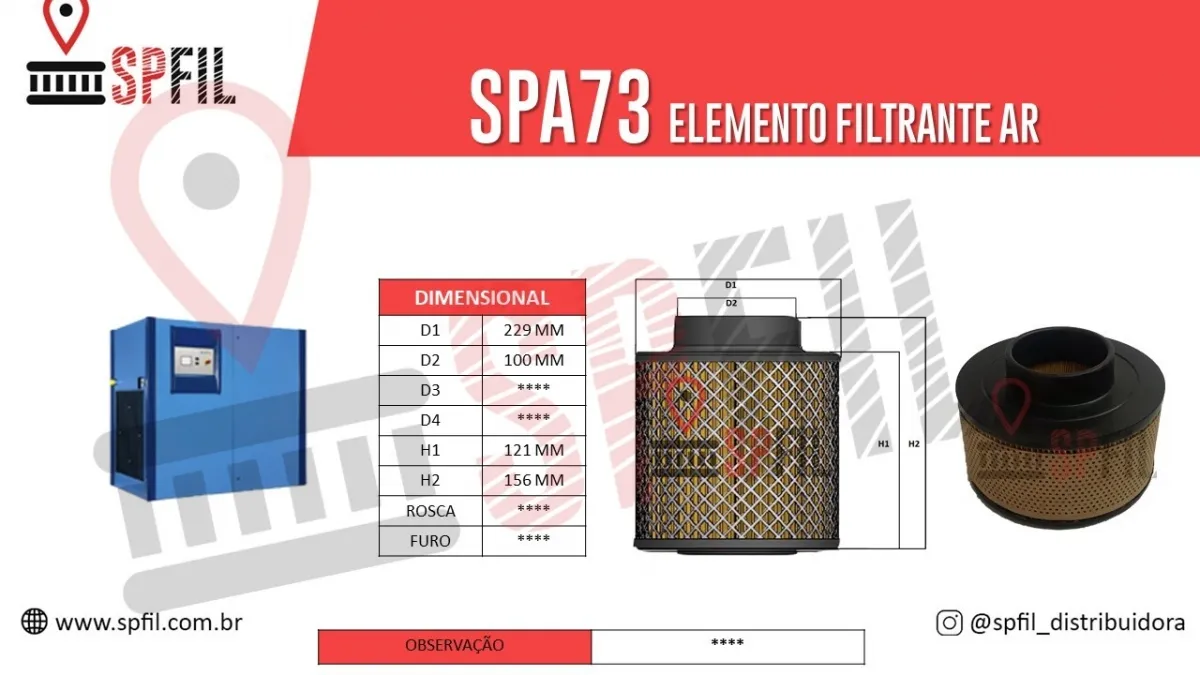 SPFIL - ELEMENTO FILTRANTE AR SPA73