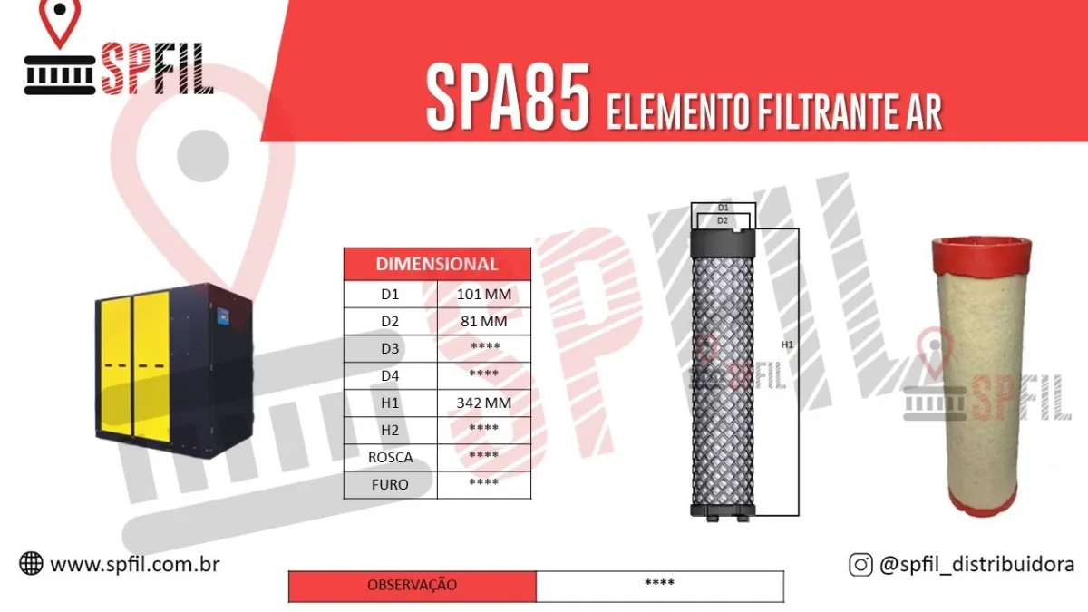 SPFIL - ELEMENTO FILTRANTE AR SPA85