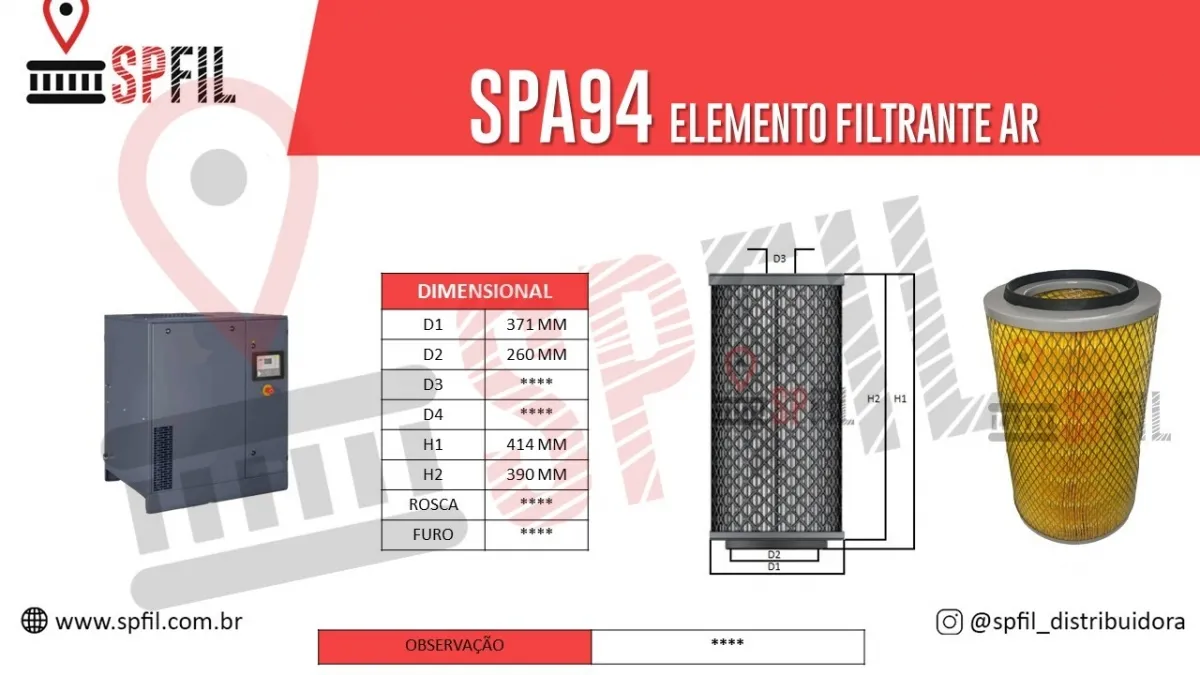 SPFIL - ELEMENTO FILTRANTE AR SPA94