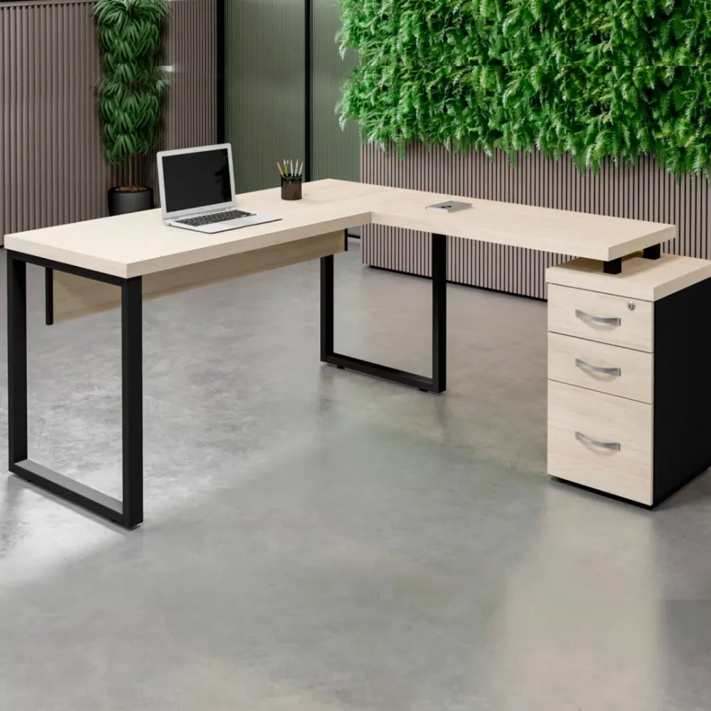 I9flex Móveis Para Escritório - Mesa Tubular em L com Gavetas