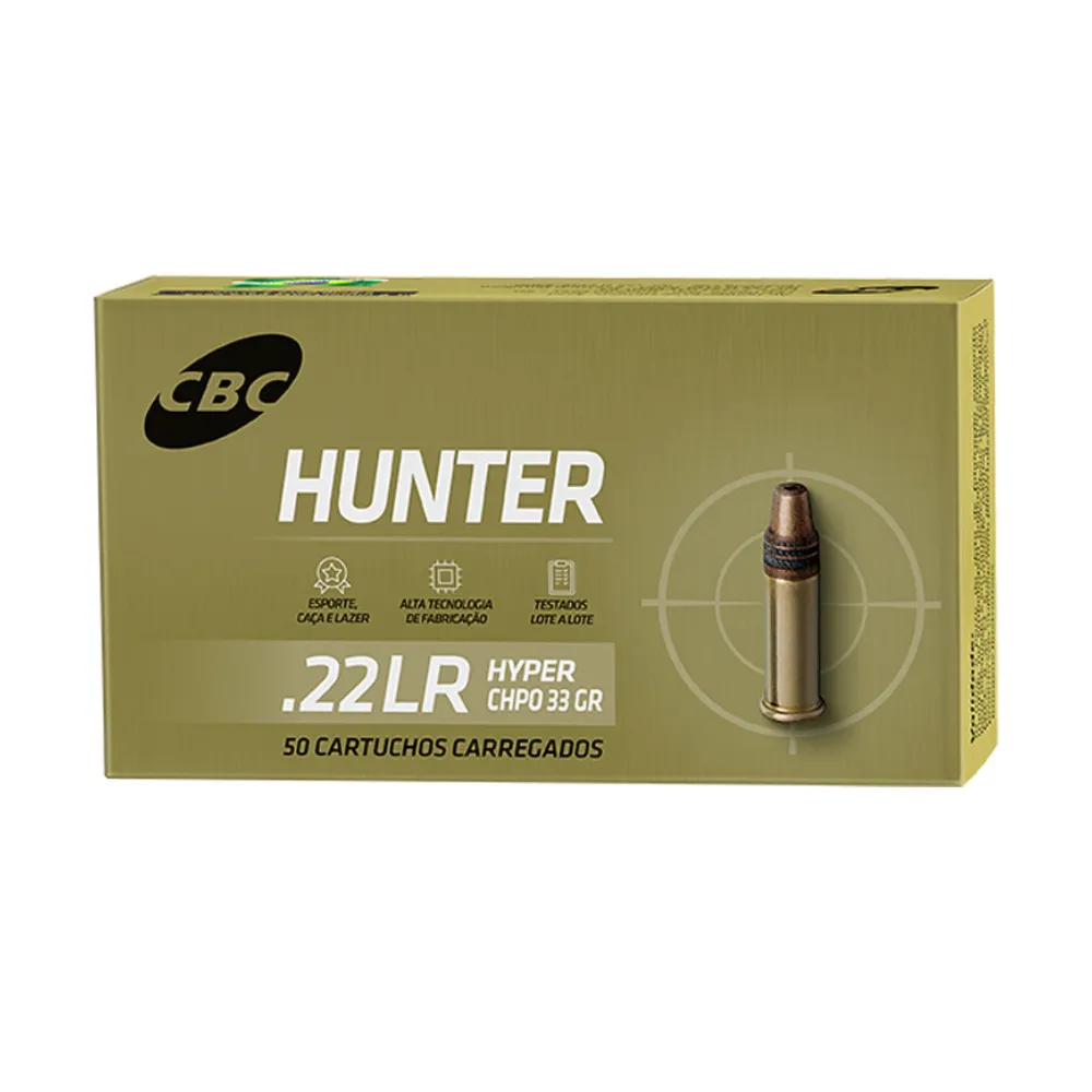 ALFA ARMERIA - MUNIÇÃO CAL. 22 LR CBC HUNTER HYPER 33gr CX C50