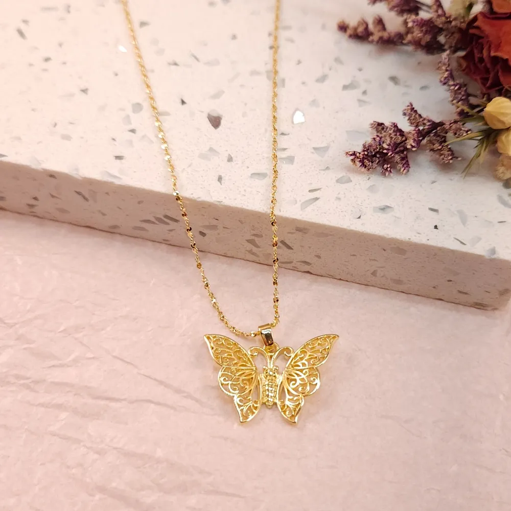 Joiart - Colar borboleta vasada folheado a ouro 18k