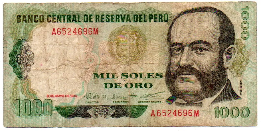 Numis Market - Peru - 1000 Soles - Cédula Estrangeira - BC