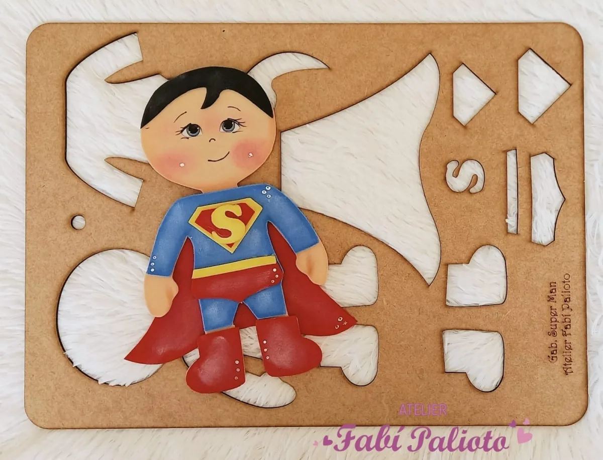 Atelier Fabi Palioto - G552 Gabarito de Moldes em MDF Super Homem
