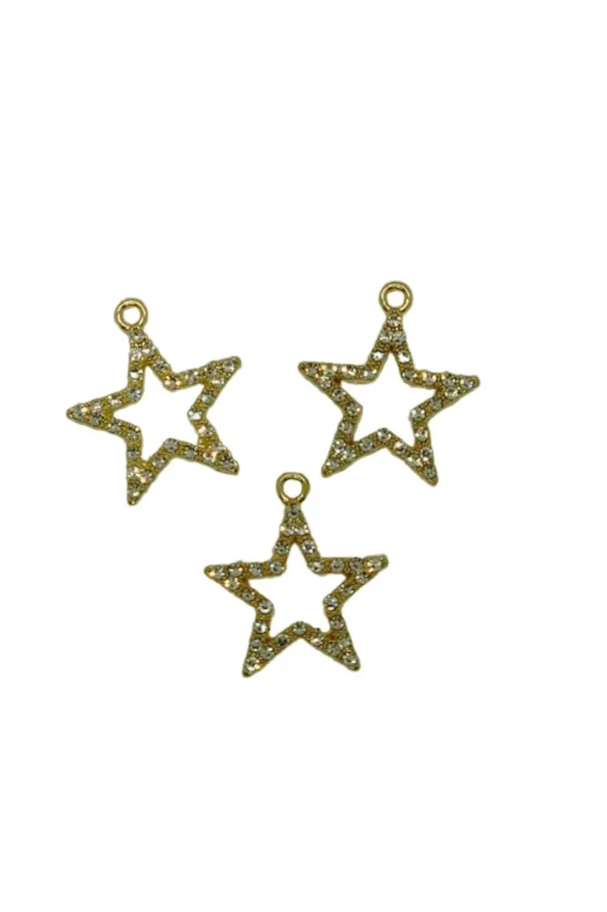 Contas de Amor - Pingente Estrela com strass dourada Premium