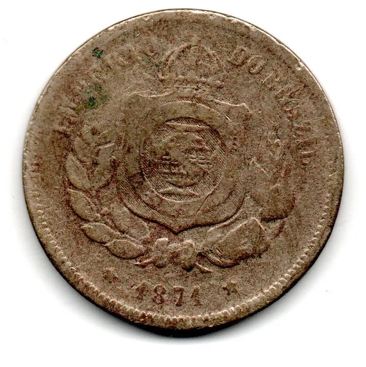 Numis Market - 1871 - 100 Réis - Moeda Brasil Império