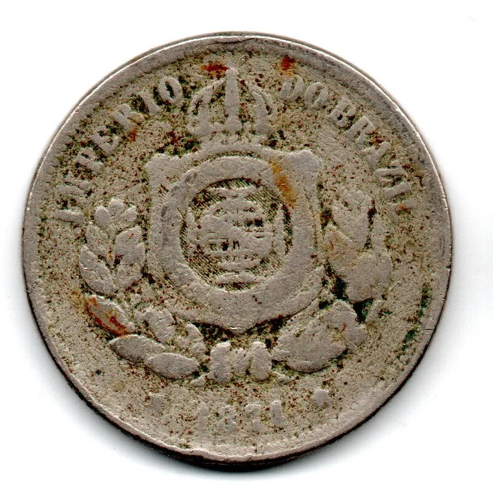 Numis Market - 1871 - 100 Réis - Moeda Brasil Império