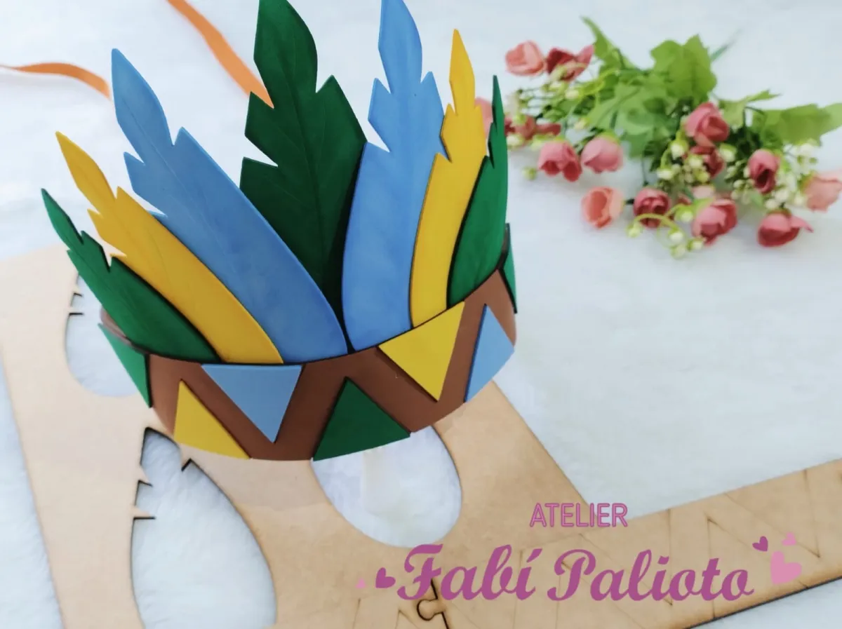 Atelier Fabi Palioto - G1.592 Gabarito de Moldes em MDF Cocar Indígena