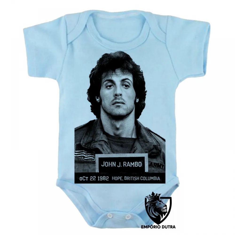 Empório Dutra - Body Bebê Infantil Sylvester Stallone John Rambo preso 1985