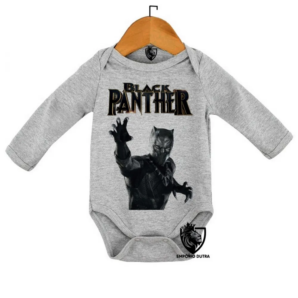 Empório Dutra - Body Bebê Infantil pantera negra black panther avengers