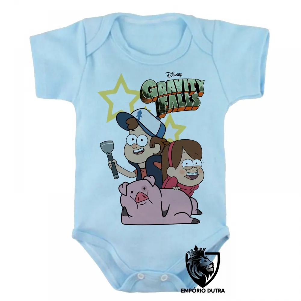Emporio Dutra - Body Bebê Infantil Gravity Falls estrelas Dipper Mabel