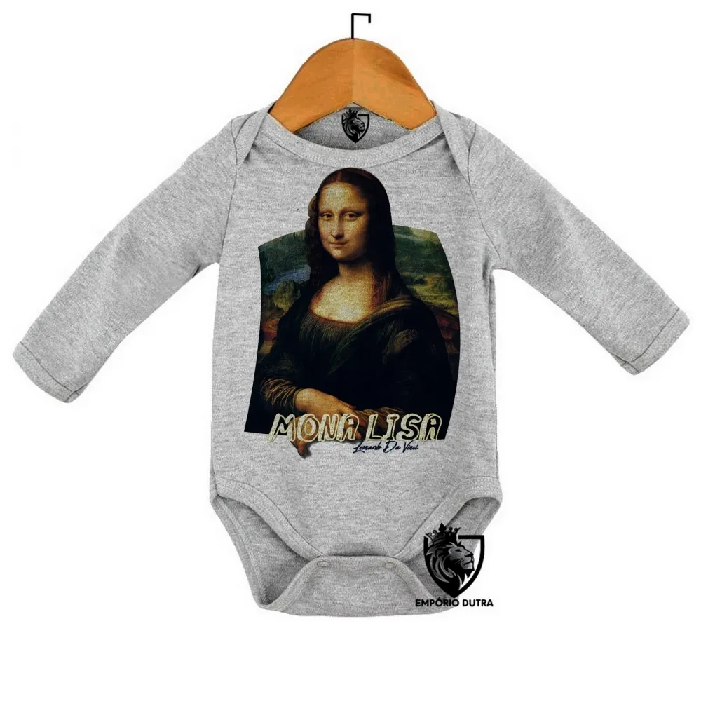 Empório Dutra - Body Bebê Infantil Mona Lisa Leonardo Da Vinci