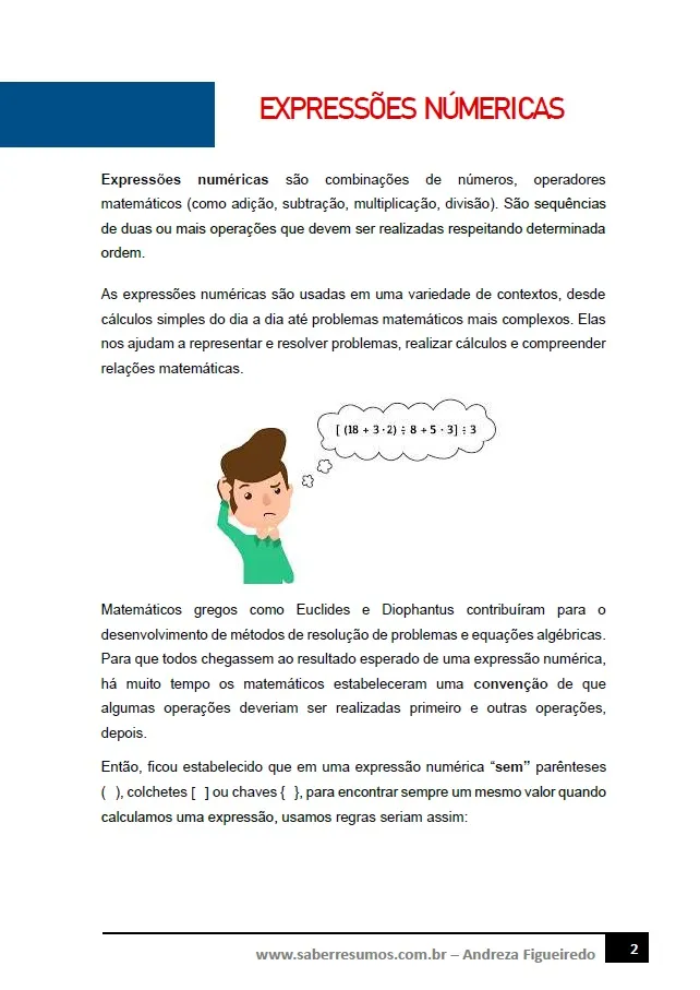 www.saberresumos.com.br - 375 - Matemática - Expressões Numéricas - 6º ano - PDF com 4 páginas