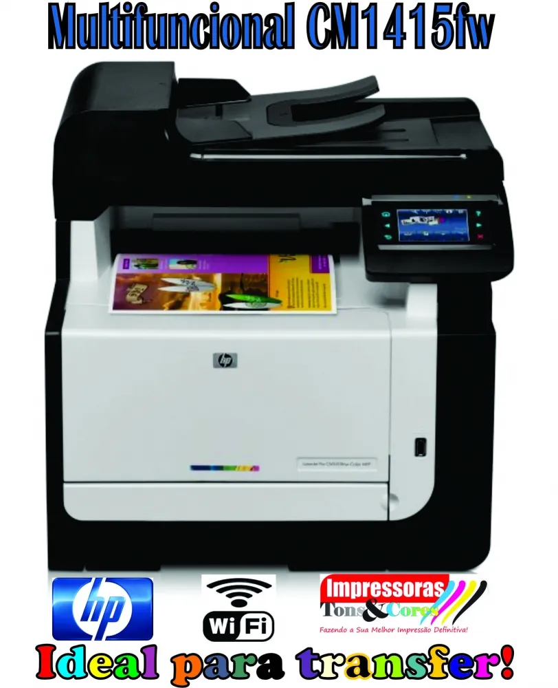 Impressoras tons e cores - Multifuncional HP LaserJet Color Pro CM1415fnw