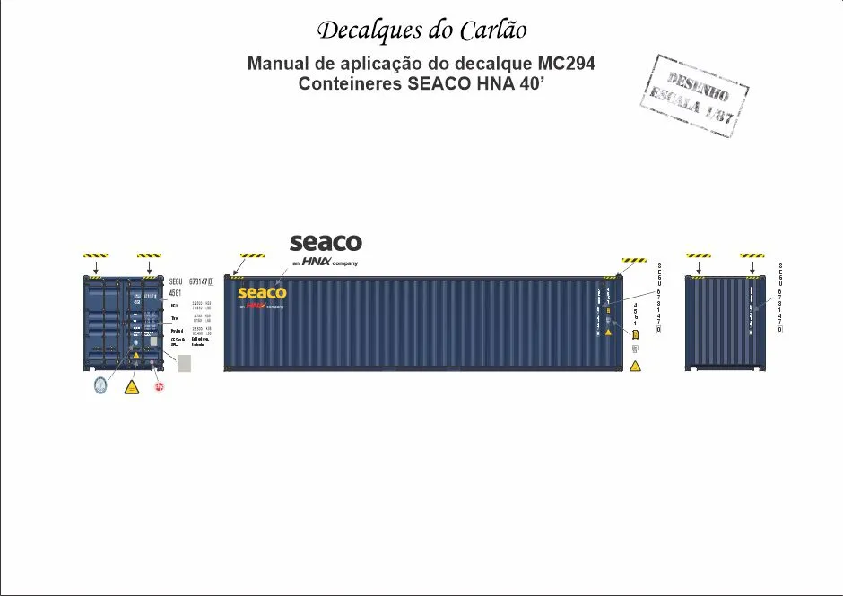 Estação Hobby - MC294 Conteiner SEACO HNA Decalque do Carlão