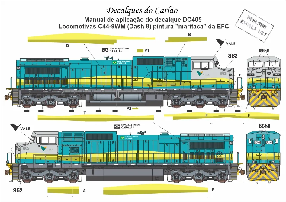 Estação Hobby - DC405 E. F. Carajás Locomotiva Dash 9 pintura "maritaca ...