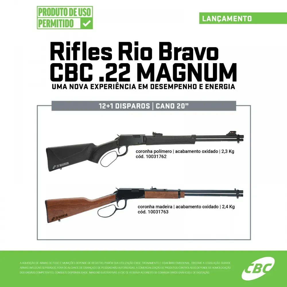 ALFA ARMERIA - RIFLE CBC RIO BRAVO .22M MAGNUM POLIMERO