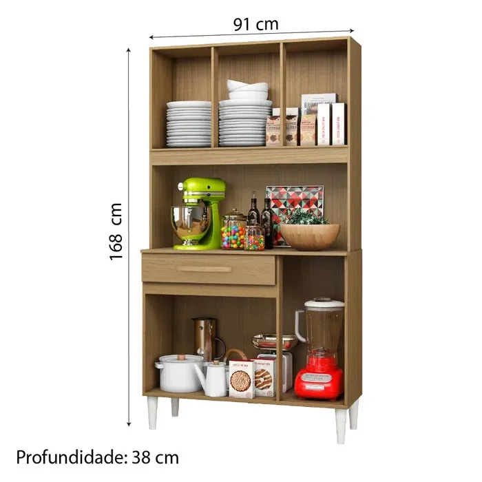 Decormobile - Kit Cozinha 4 Portas 1 Gaveta 91cm