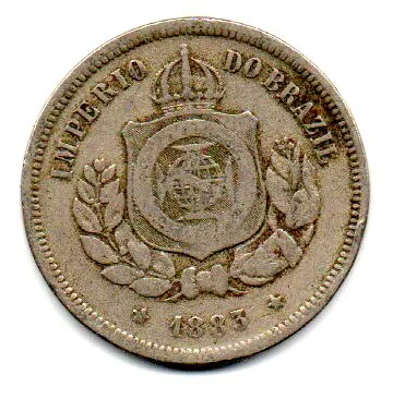 Numis Market - 1883 - 100 Réis - Moeda Brasil Império