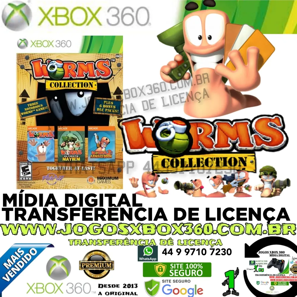 Jogos Xbox 360 transferência de Licença Mídia Digital - Worms Trilogia ...