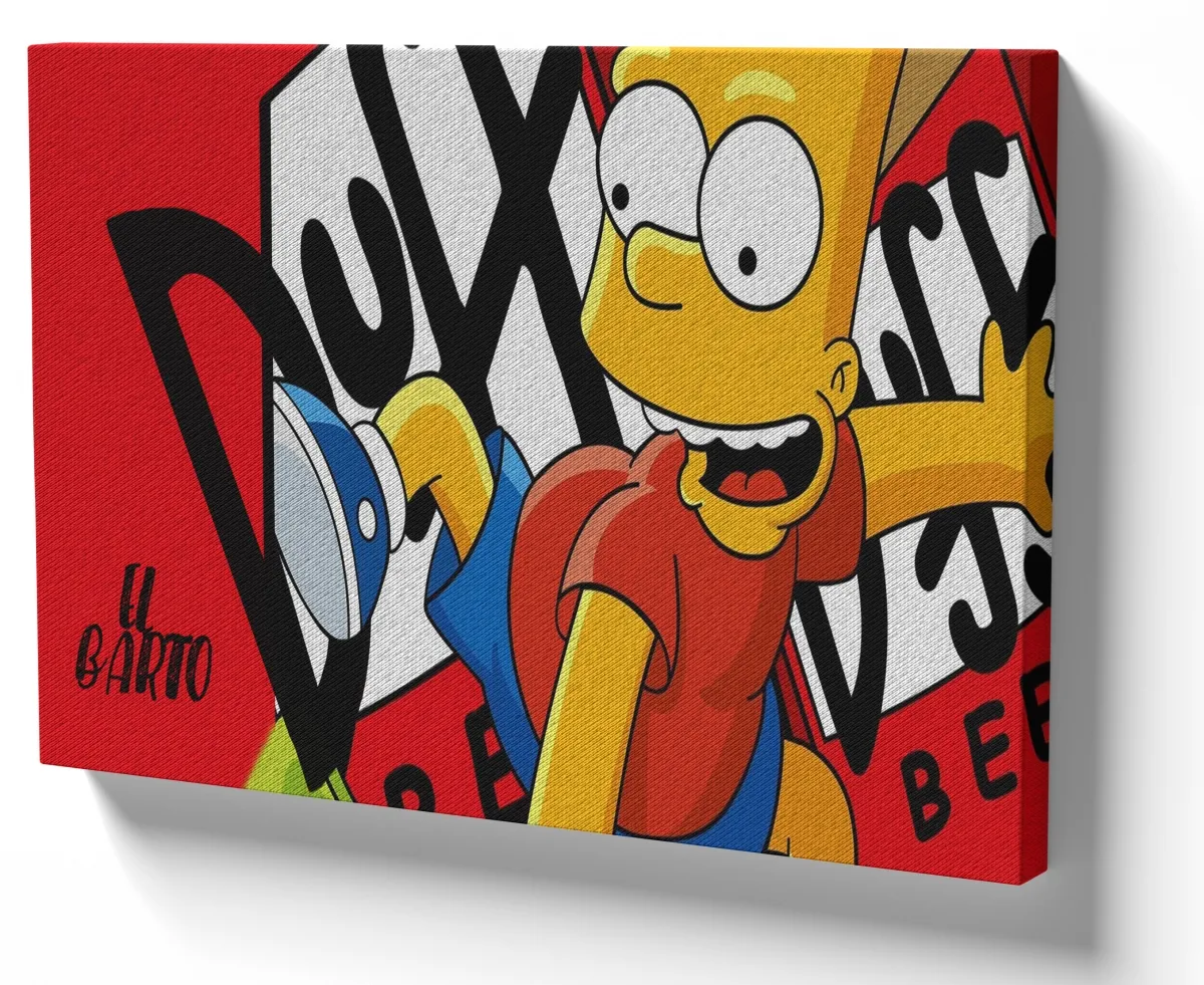 Empório Dutra - Quadro decorativo tela bart simpsons Cerveja Duff skate
