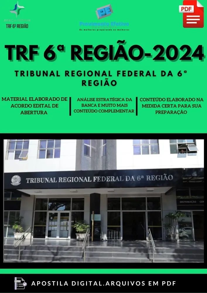 Provimento Efetivo Concursos - Apostila TRF 6 Região 2024 Arquitetura ...