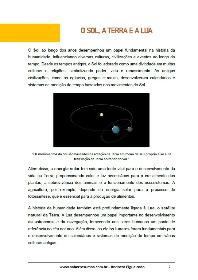 www.saberresumos.com.br - 433 - Ciências - Movimentos e Fenômenos - O Sol, a Terra e a Lua - 8º ...