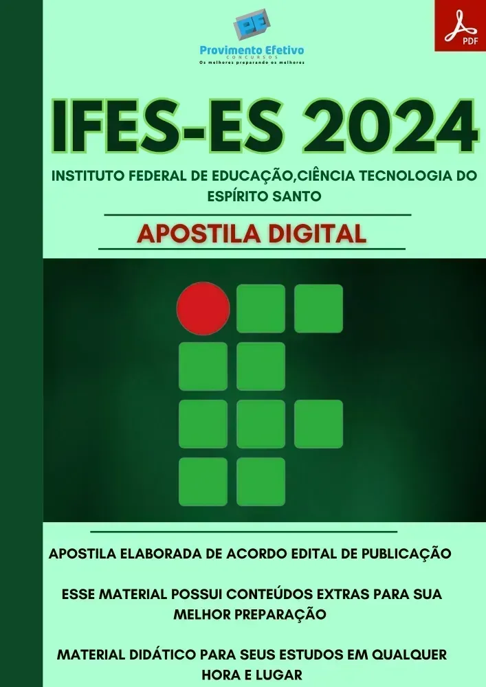 Provimento Efetivo Concursos - Apostila IFES ES Pedagogo 2024