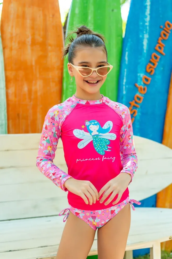 Adocika Moda Praia - Kit Praia Fada Rosa Juvenil