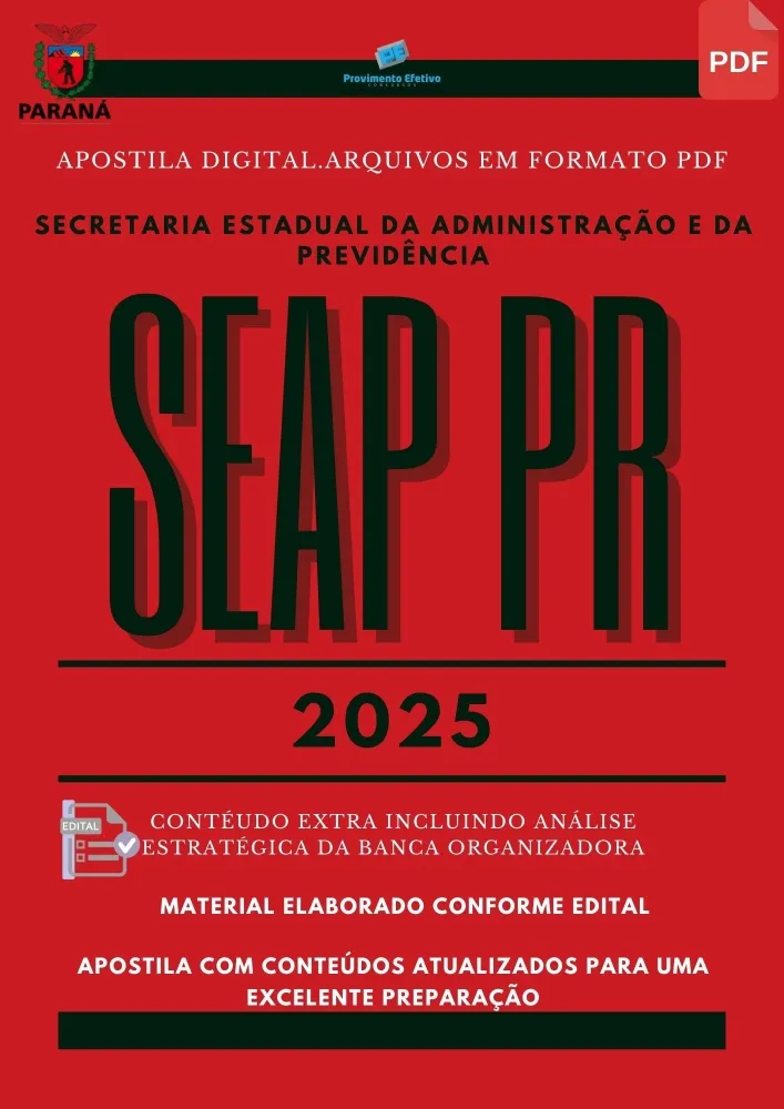 Provimento Efetivo Concursos - Apostila SEAP PR Auditor Fiscal 2025